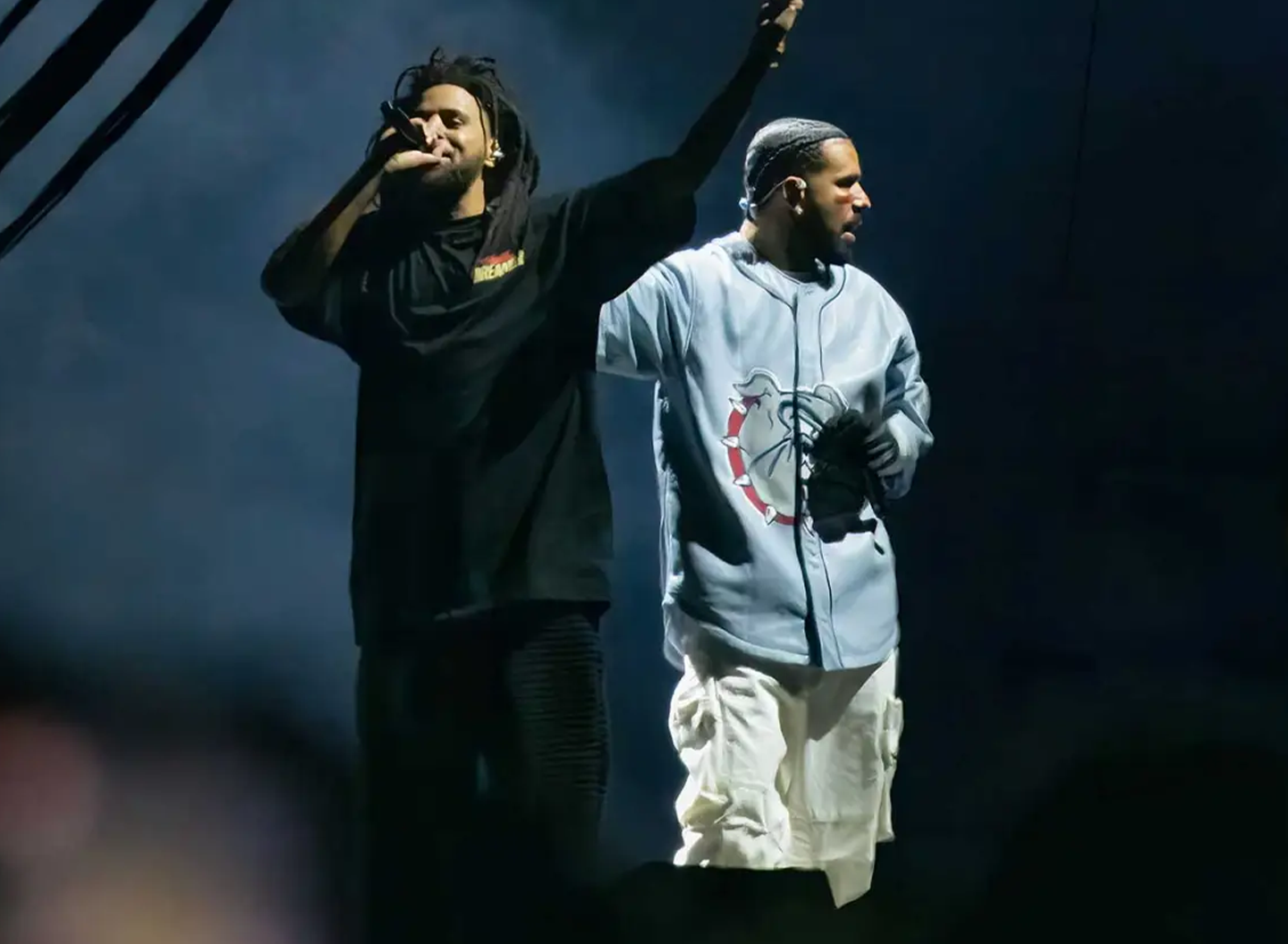 Drake et J Cole ensemble lors de la tournée 2024